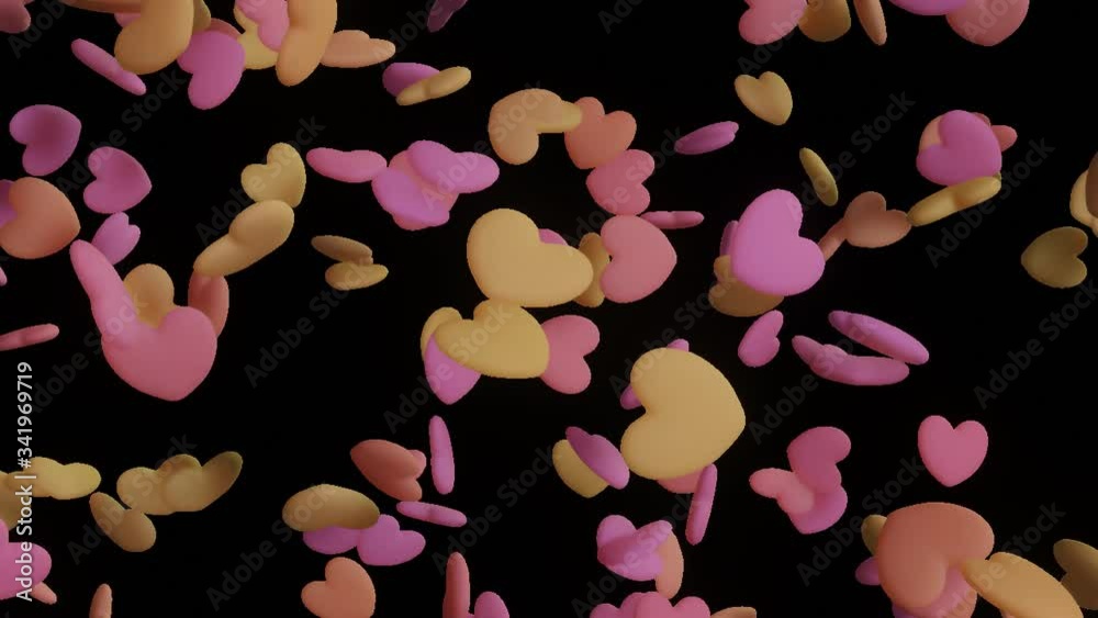 CG background Heart particles alpha channel transparent seamless loop ...