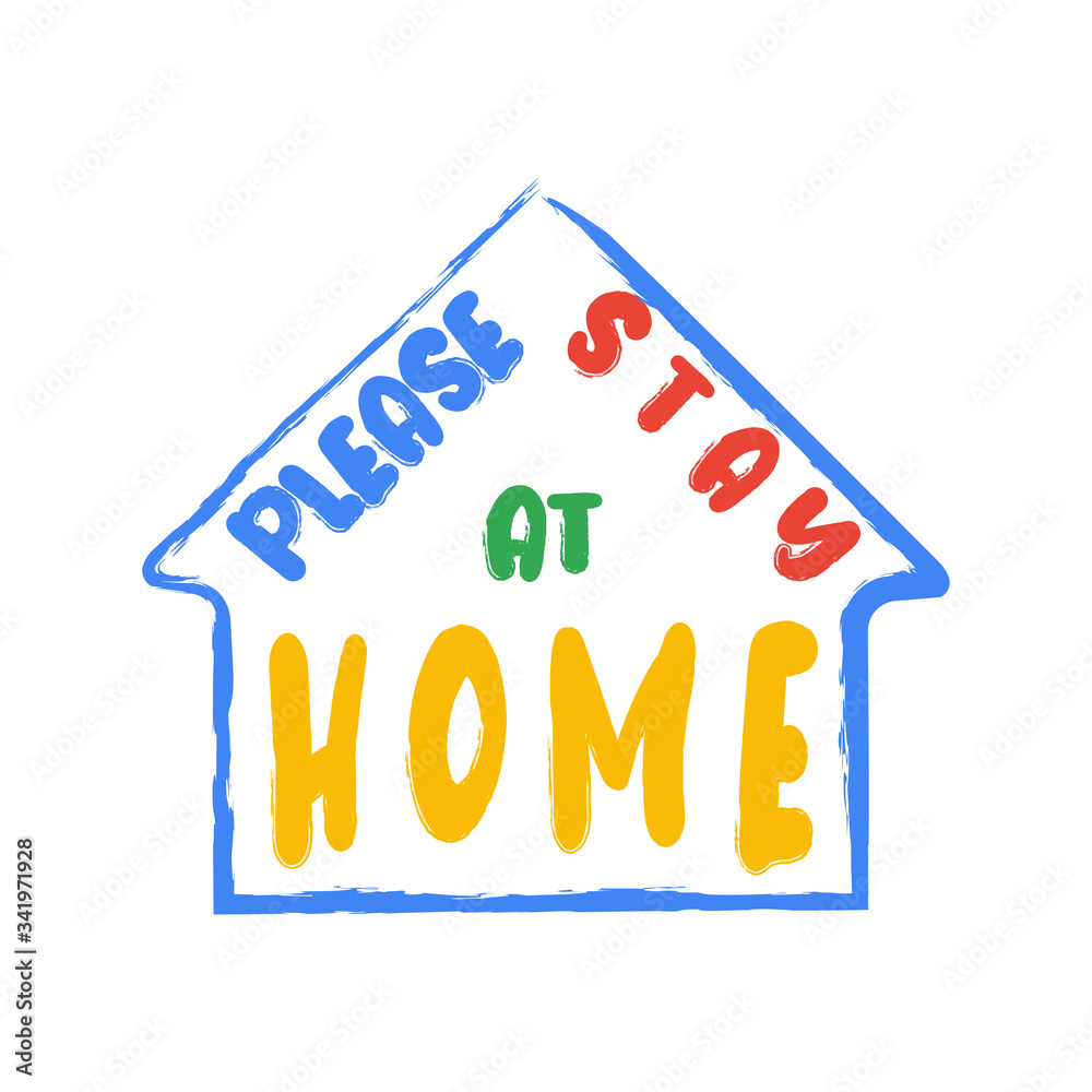 Please, stay at home poster design. Lettering typography design for ...