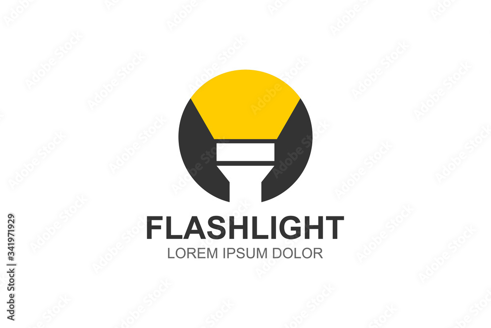 Flashlight logo icon symbol light silhouette effect. Stock Vector ...
