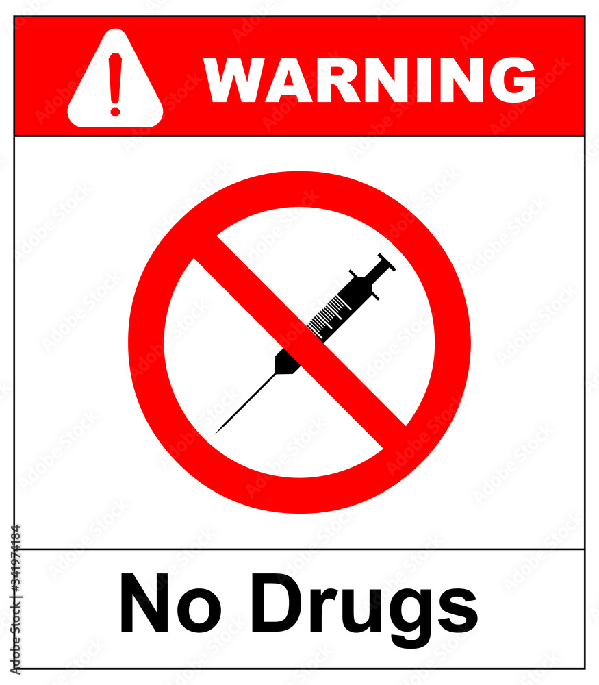 No drugs, prohibition sign of syringe, vector illustration isolated on ...