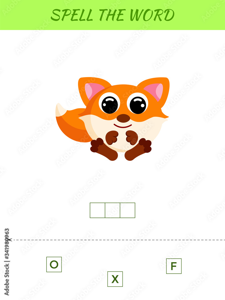 Vetor de Spelling word scramble game template. Educational activity for ...