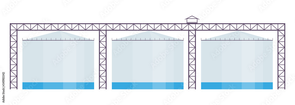 Industrial reservoirs cartoon vector illustration. Manufacturing plant ...