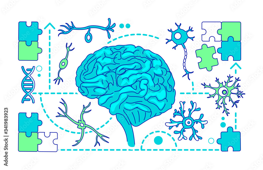 Neurology, neuroscience thin line concept vector illustration. Human ...