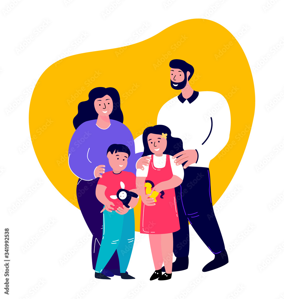 Big Happy Smiling Family Together.Young Adult Couple Woman,Man,Mother ...