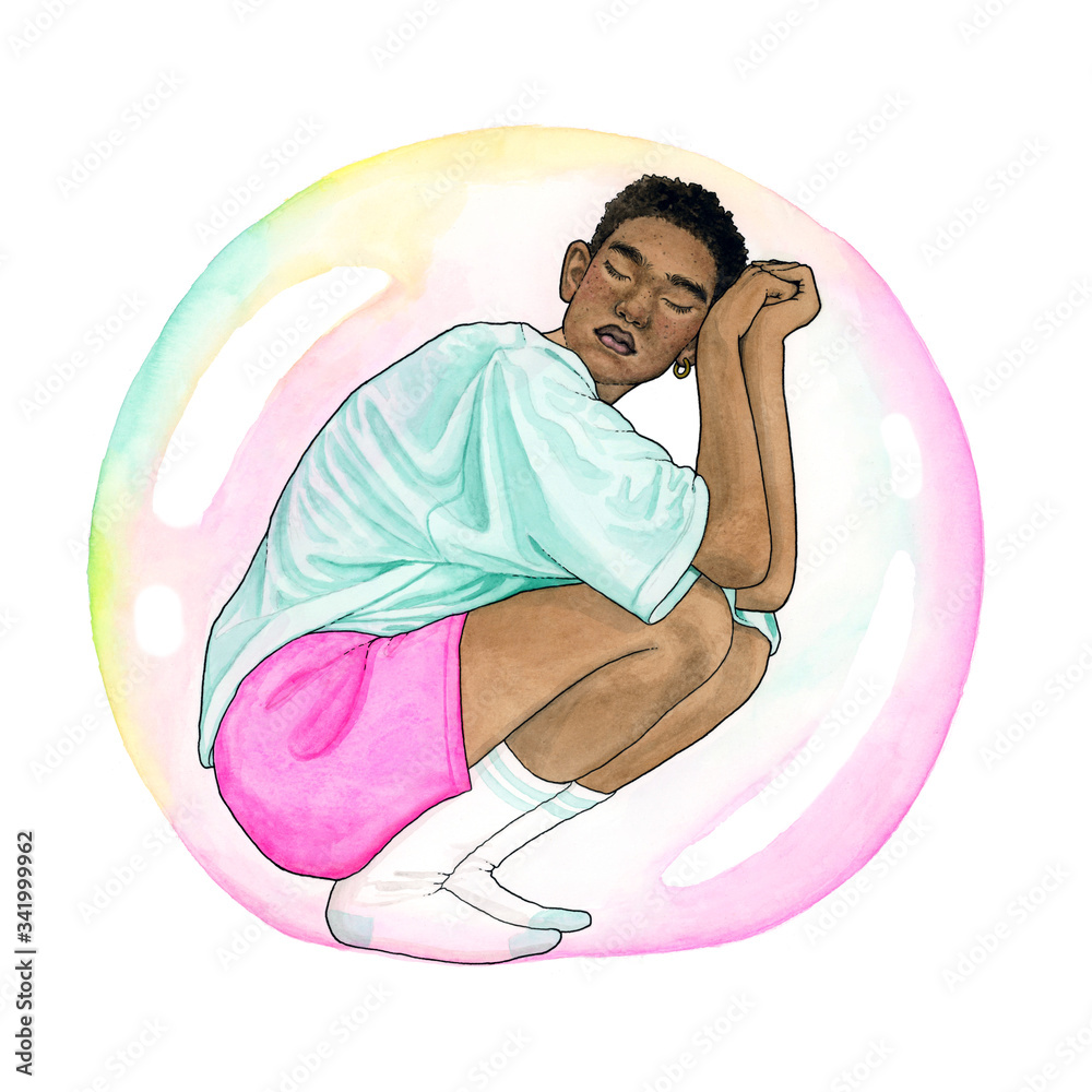 Bubble – Self isolation – Quarantine – Mental health Stock Illustration ...