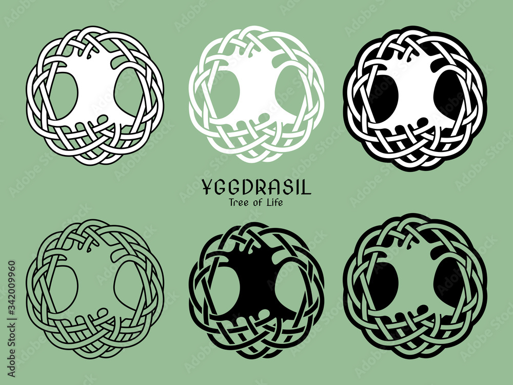 Yggdrasil Tree of Life, Scandinavian, Celtic symbol, ornamental design ...