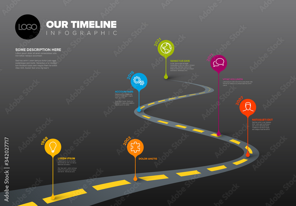 Infographic Timeline Template with pointers Stock Vector | Adobe Stock