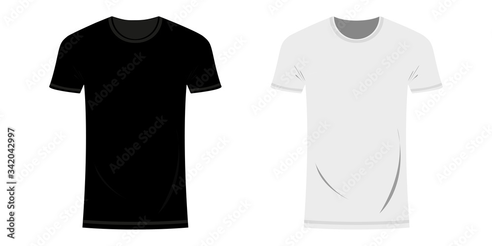 Black and white t-shirt layout. Template for design on white background ...