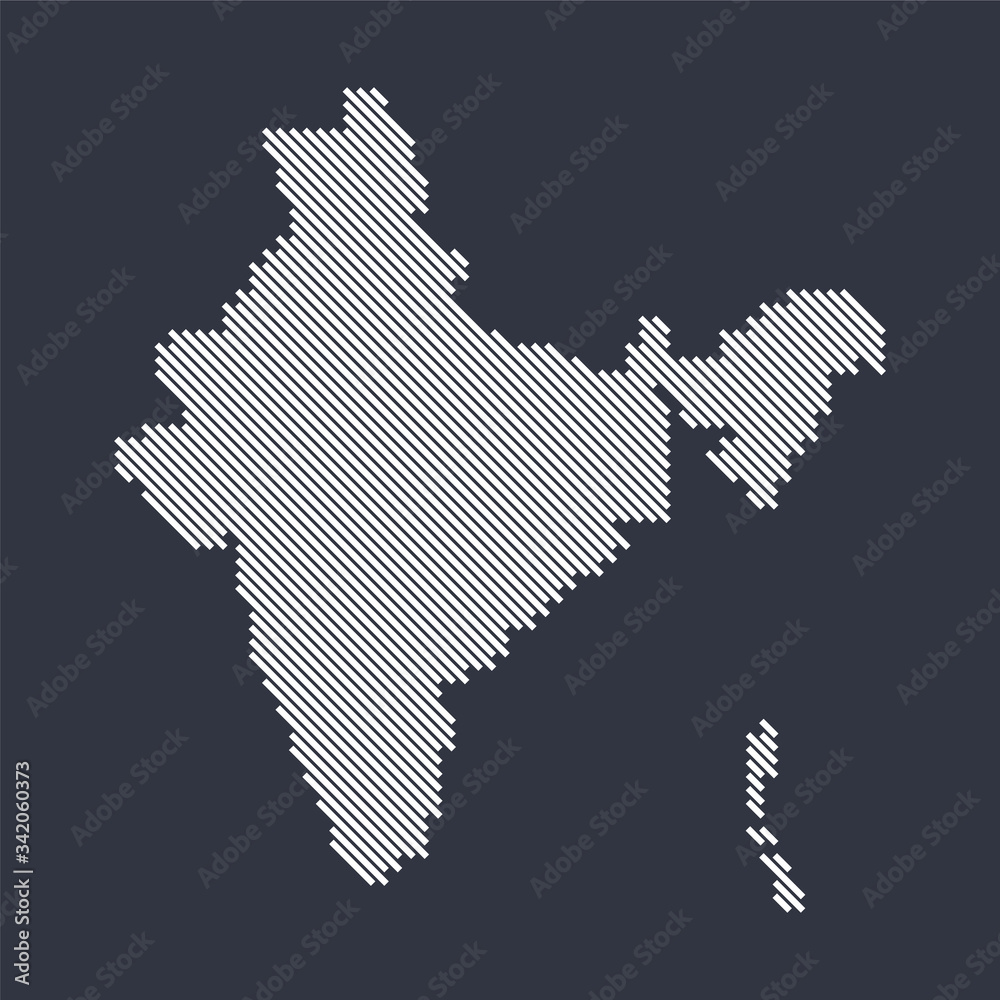 Stylized simple diagonal line map of India Stock Vector | Adobe Stock