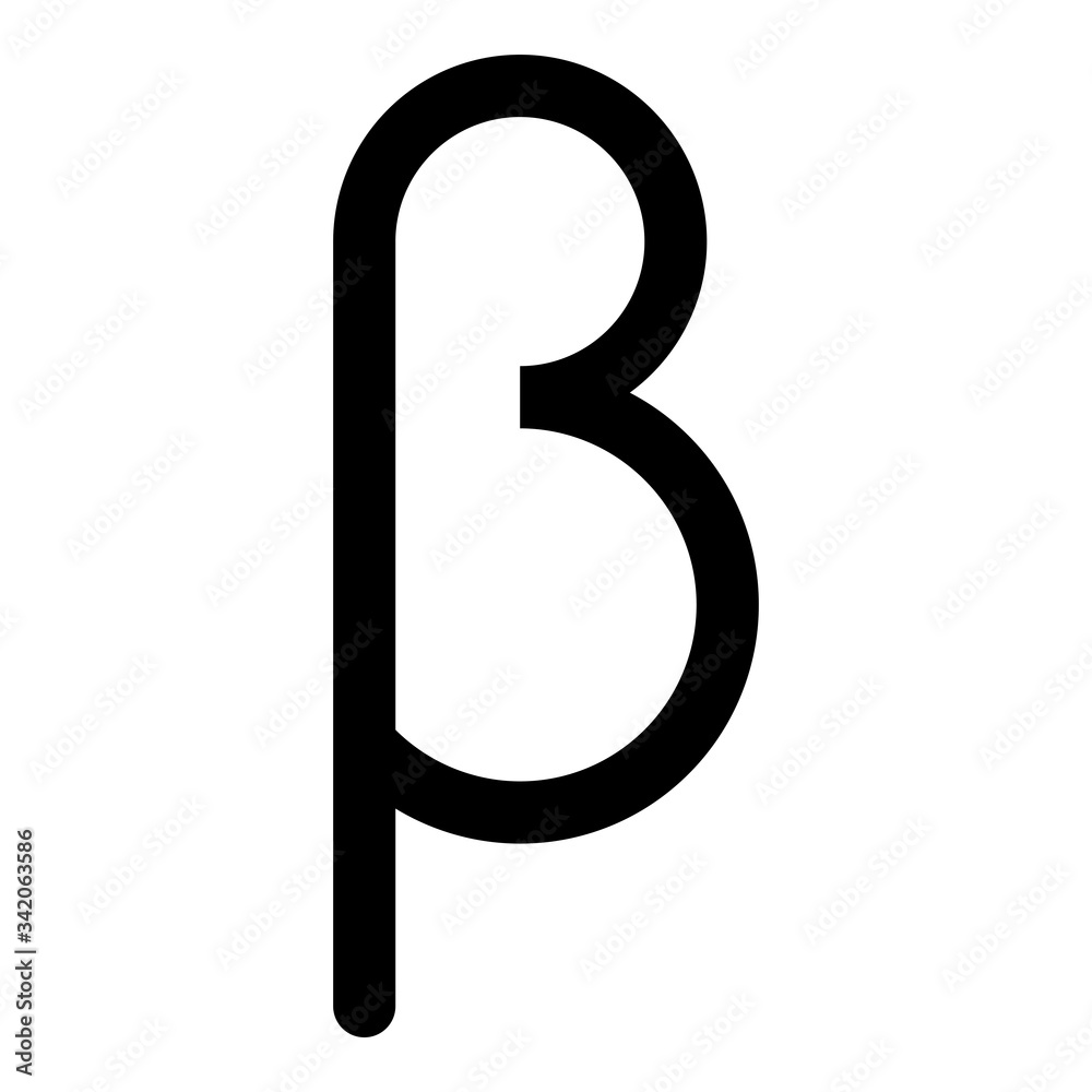 Beta greek symbol small letter lowercase font icon black color vector ...