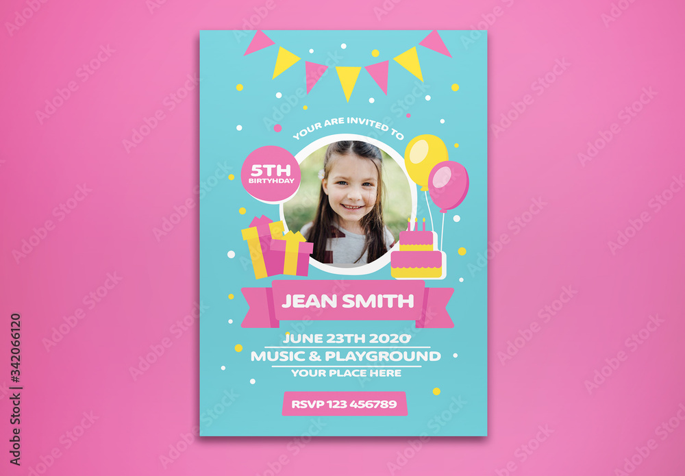 Birthday Party Invitation Layout Stock Template | Adobe Stock