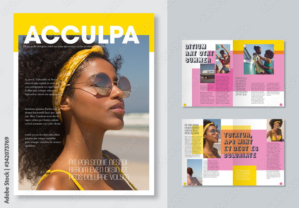 Bright Magazine Layout Stock Template | Adobe Stock