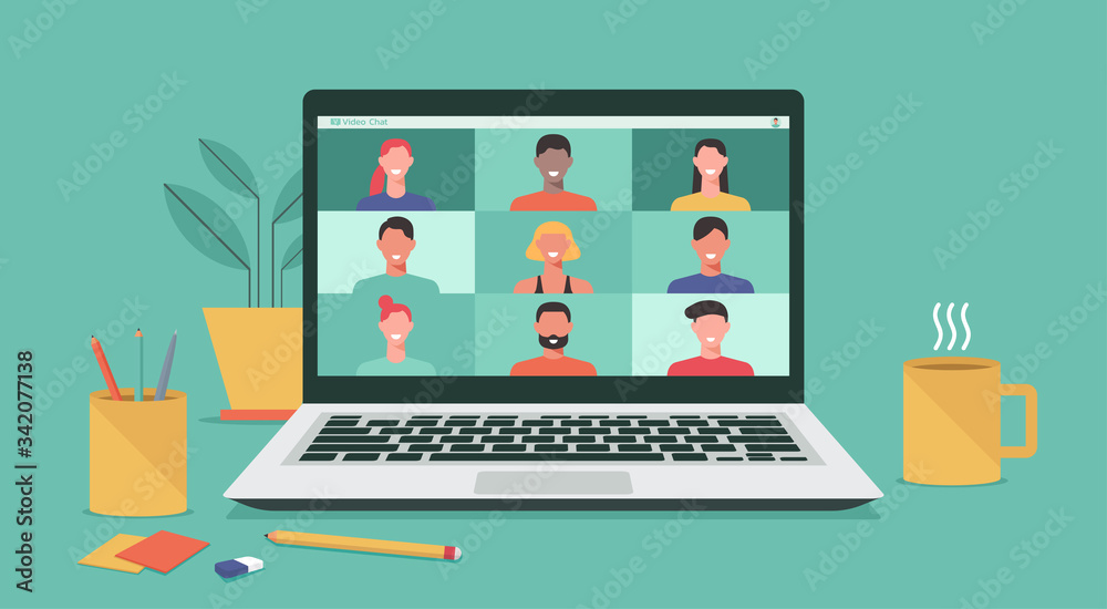people connecting together, learning or meeting online with ...