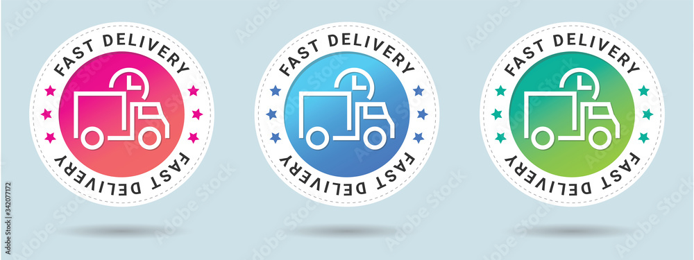 Fast delivery stamp vector illustration. Vector certificate icon. Set ...