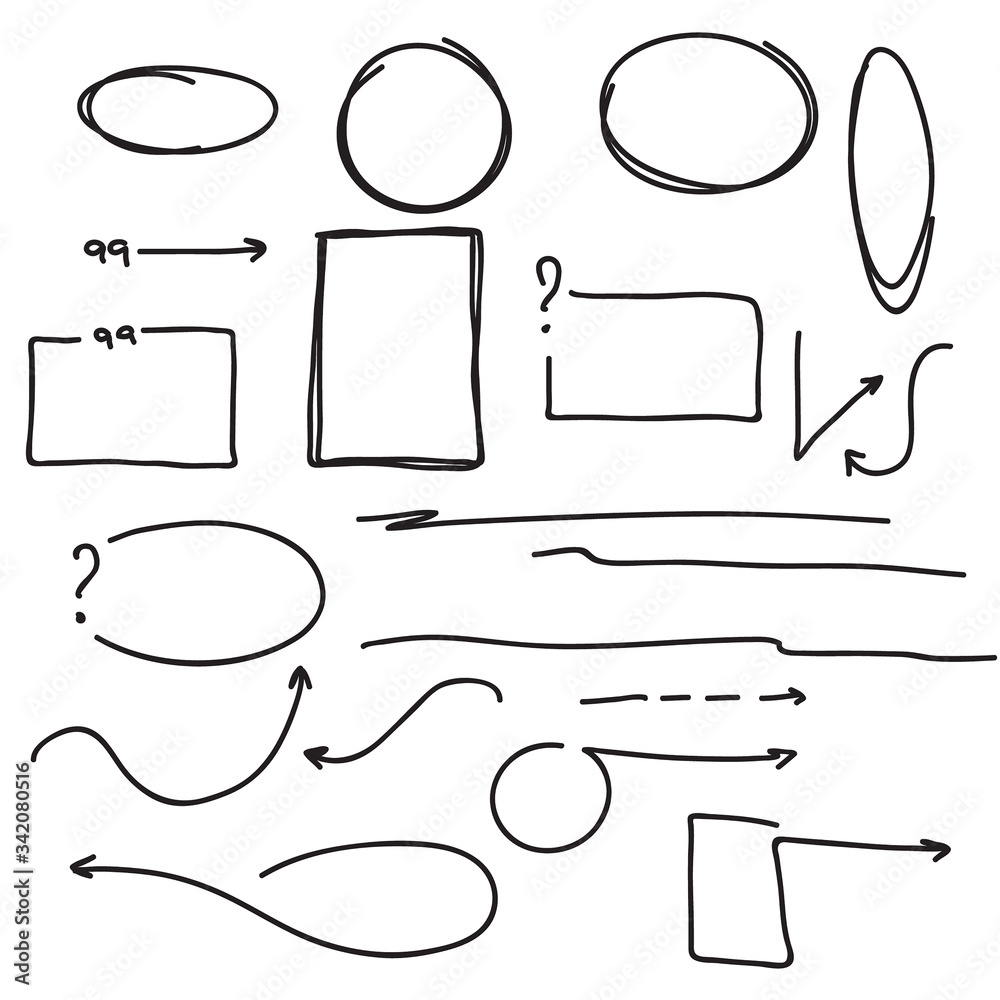 Set Hand Drawn Text Box And Frames Quotes ion Exclamation Mark