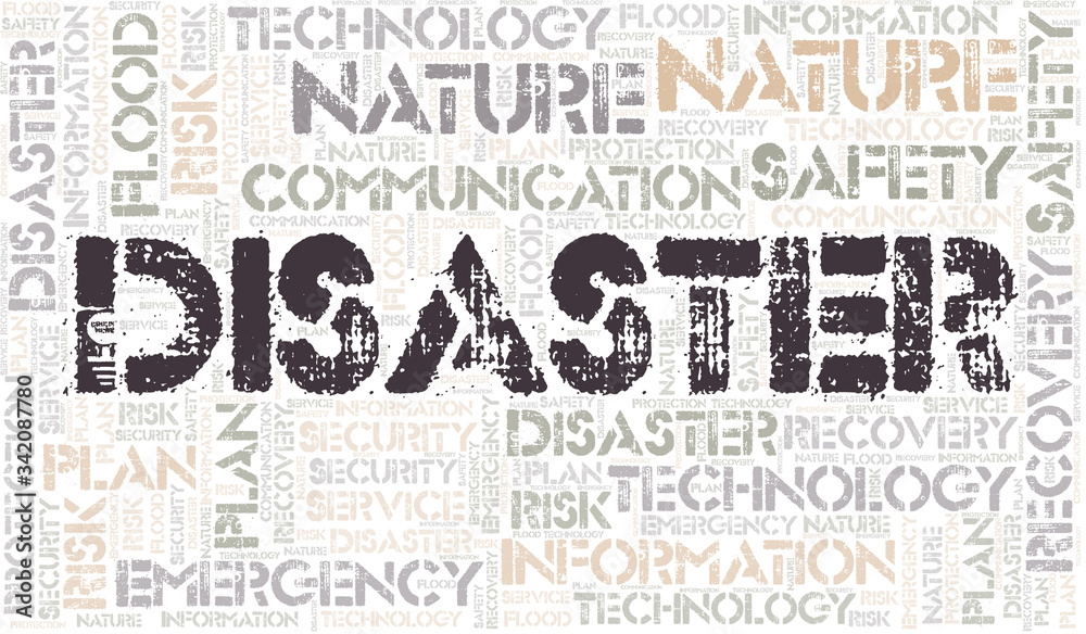 Disaster typography word cloud. Stock Illustration | Adobe Stock