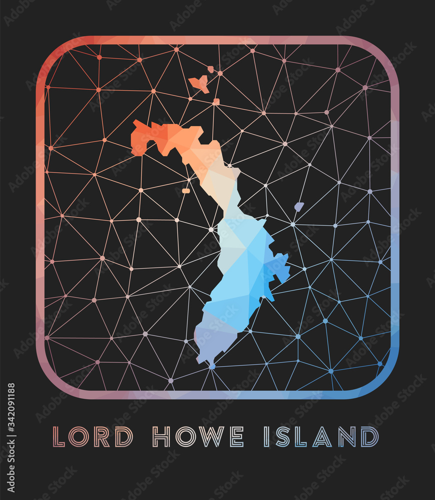 Lord Howe Island map design. Vector low poly map of the island. Lord ...