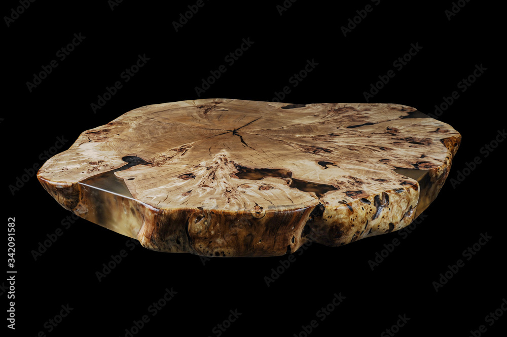 Solid elm countertop. Wood surface cross section of elm tree. Live slab ...