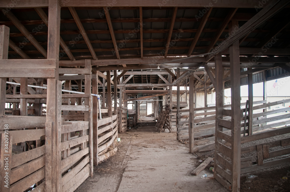 Abandoned stockyard pens and ramp Stock Photo | Adobe Stock