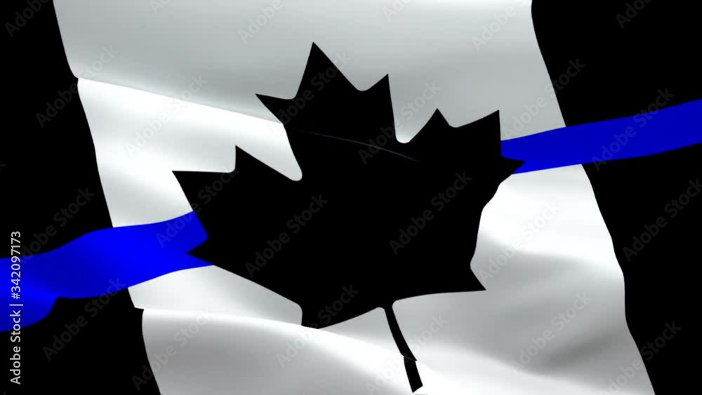 Police Flag Transition waving in wind video footage Full HD. Thin blue ...