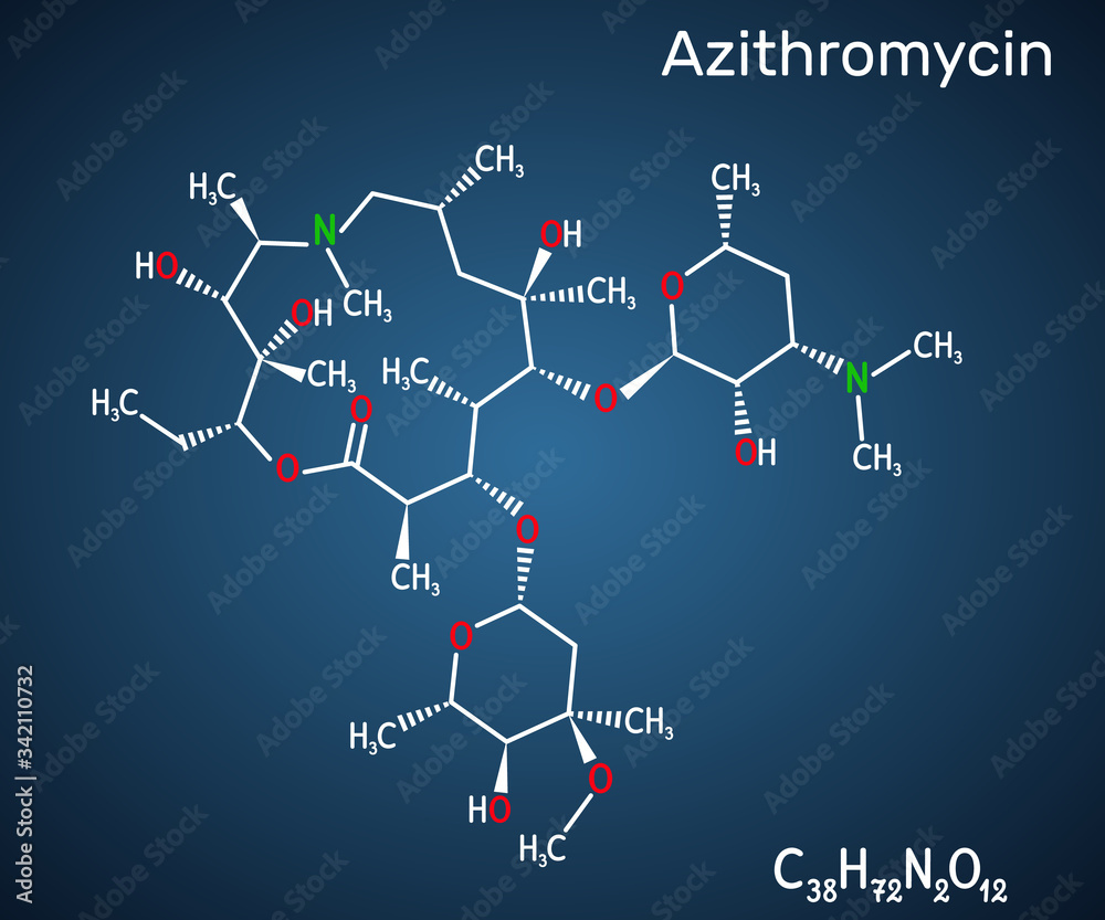 Vecteur Stock Azithromycin molecule. It is macrolide antibiotic ...