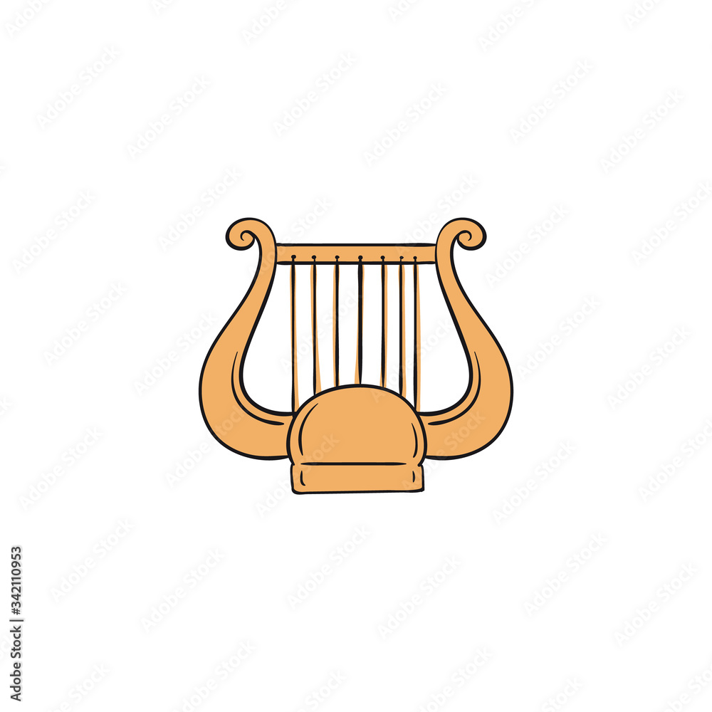 Yellow lyre icon - harp like string music instrument from Ancient ...