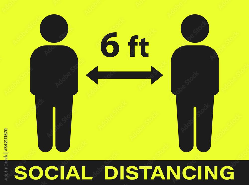 Avoid virus contamination safe distance. Maintain 6 feet between people ...