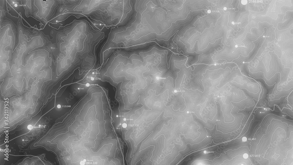 Terrain big data visualization. Futuristic map infographic. Complex ...
