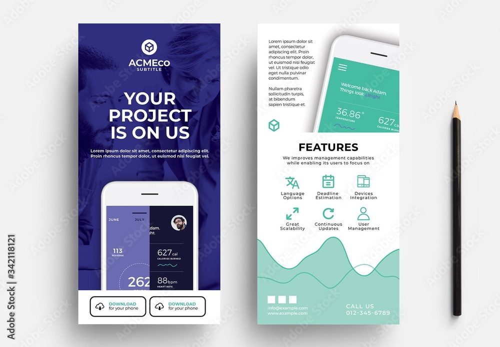 Mobile App Rack Card Stock Template | Adobe Stock