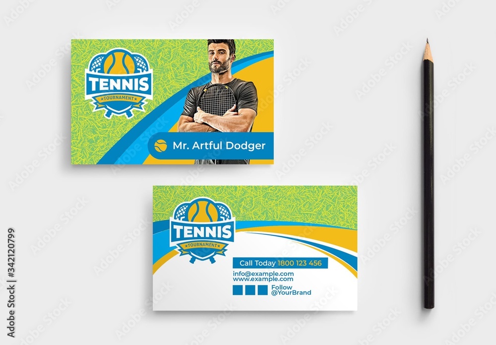 Tennis Player or Coach Business Card Layout Stock Template | Adobe Stock