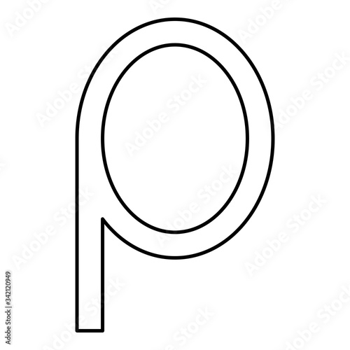 Rho greek symbol small letter lowercase font icon outline black color ...