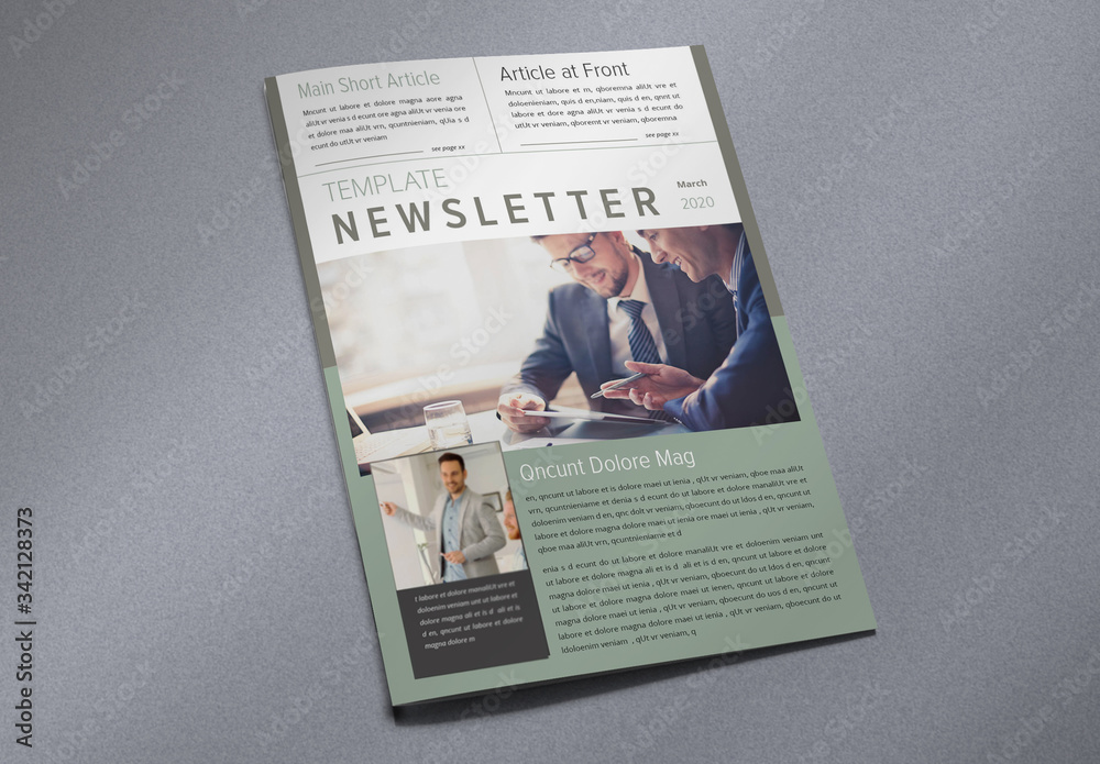 Corporate Newsletter with Green and Brown Accents Stock Template ...