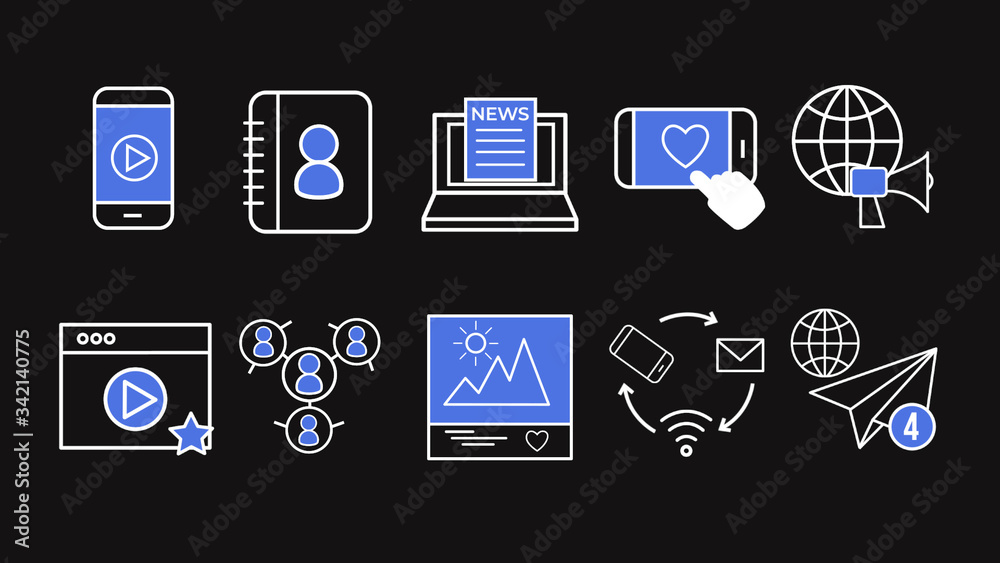 Animated Social Interaction Icons Overlay Stock Template | Adobe Stock