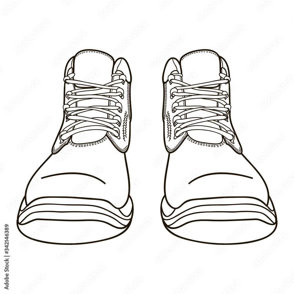 Safety boots. Personal protective equipment. Vector doodle illustration ...