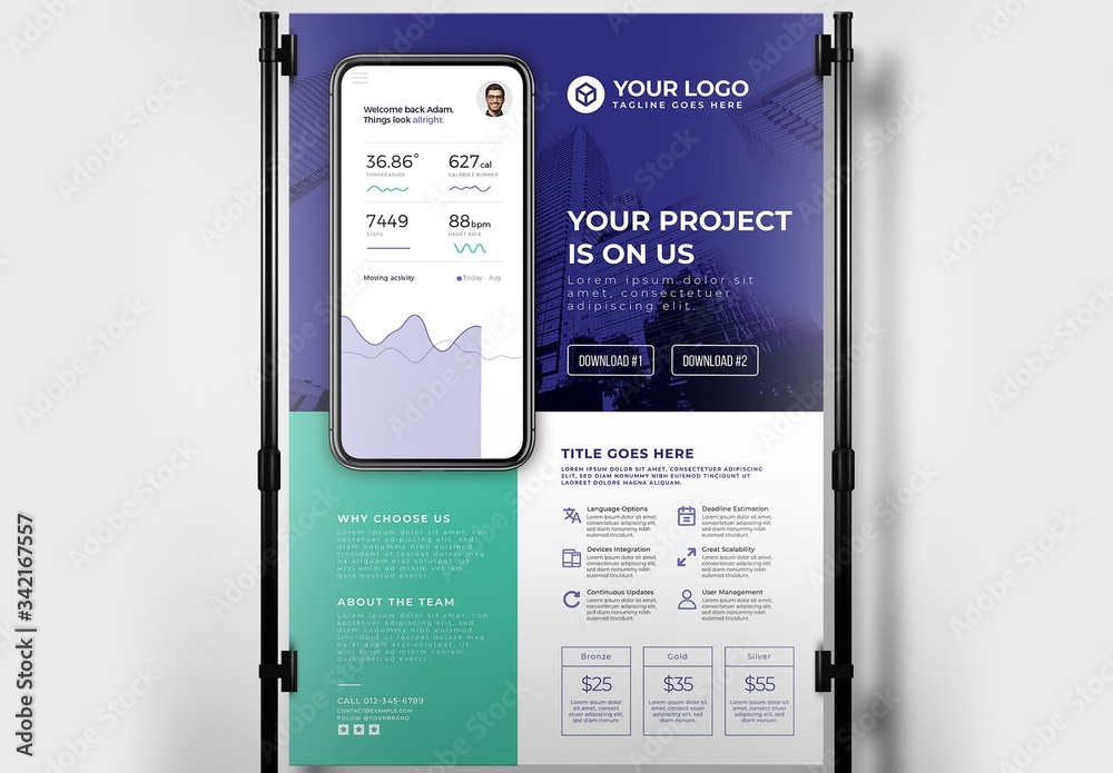 Mobile App Poster or Banner Layout Stock Template | Adobe Stock