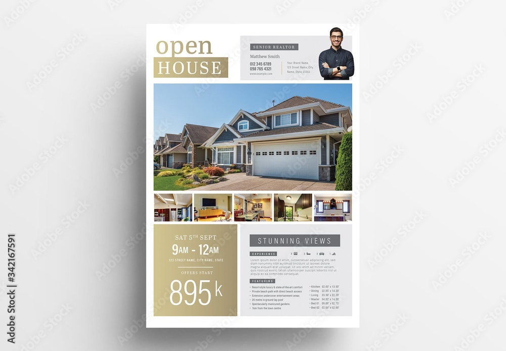 Real Estate Open House Poster Layout Stock Template | Adobe Stock