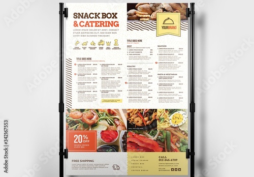 Catering Food Takeout Menu Poster Layout Stock Template | Adobe Stock