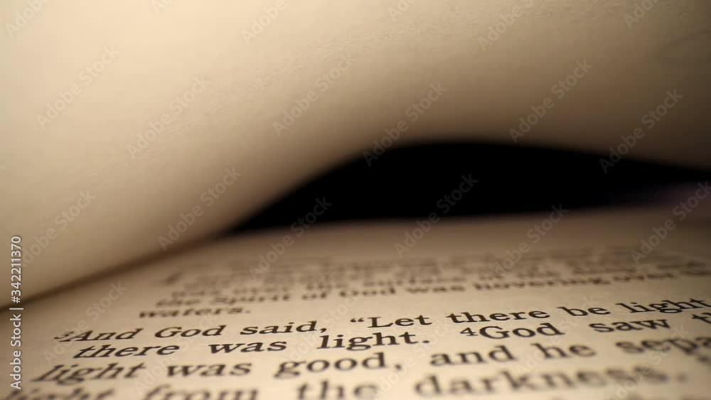 Moving laterally left to right across the first page of the Bible ...