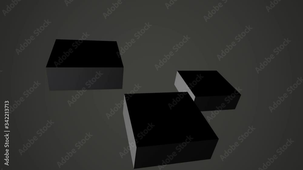 3D Cube animation. Seamless looping geometric animation of a spinning cube splitting into three ...