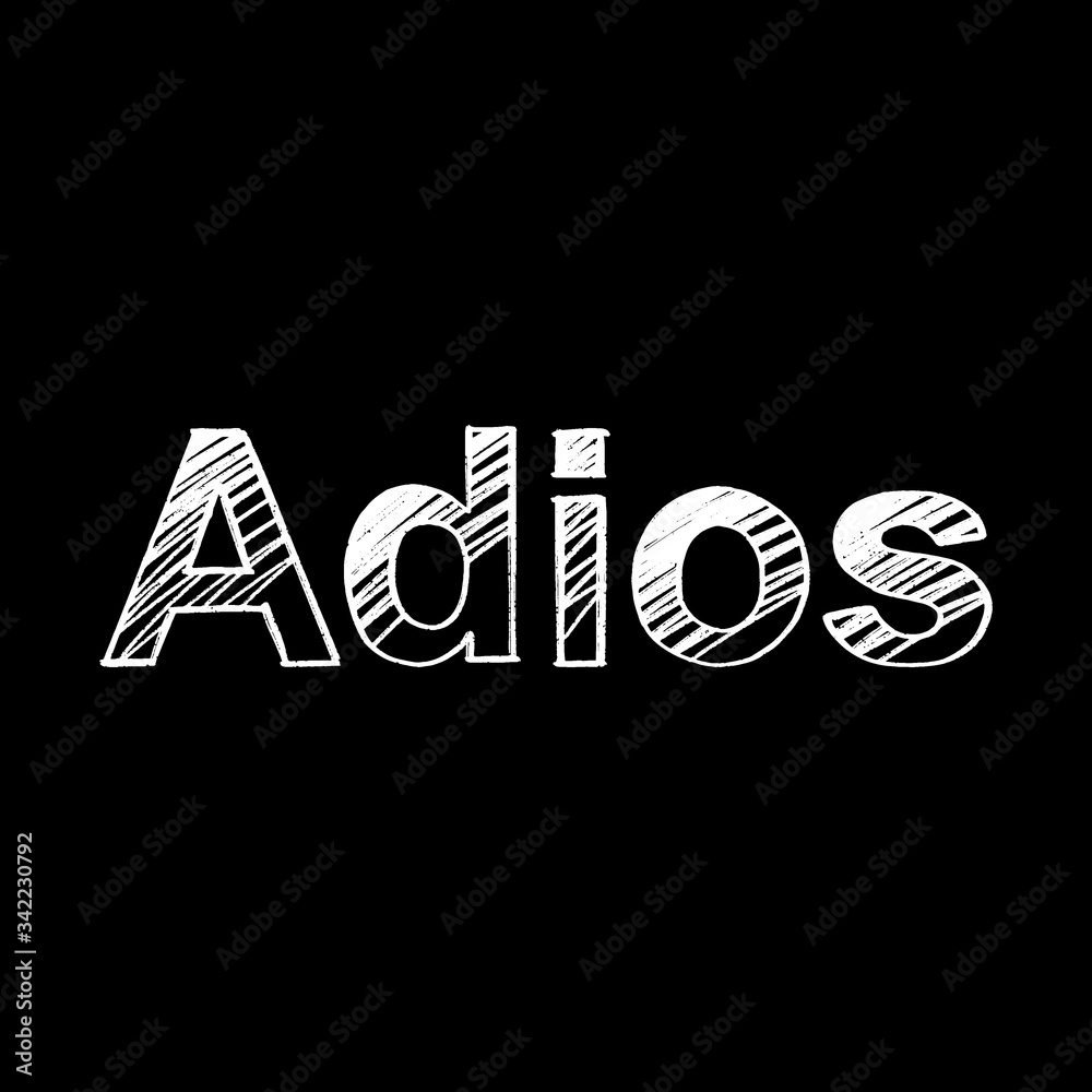 Adios brush paint hand drawn lettering on black background. Parting in ...