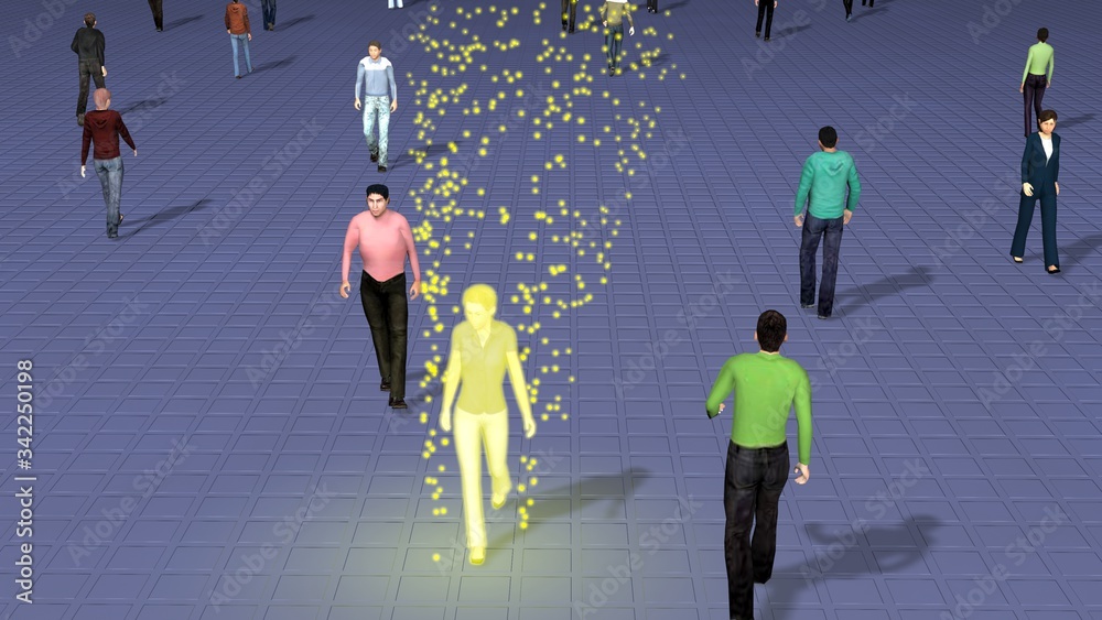 Person spreading virus among population . Infected human spreads germs ...