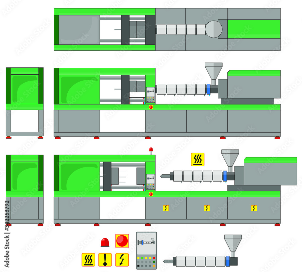 Diagram of green the injection molding machine Stock Vector | Adobe Stock