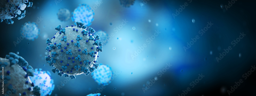 Microscopic close-up of the covid-19 disease. Coronavirus illness ...