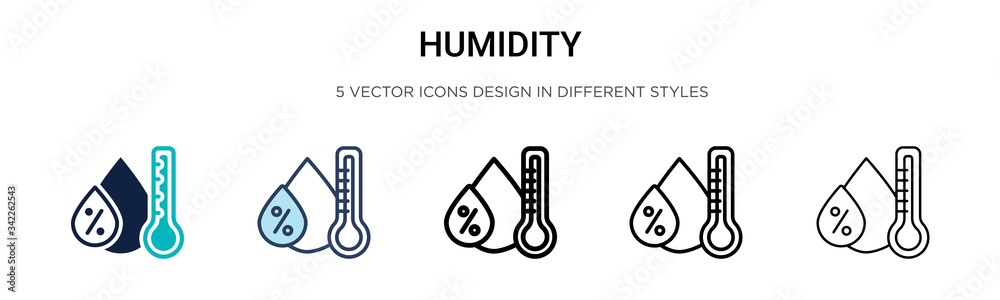 Humidity icon in filled, thin line, outline and stroke style. Vector ...