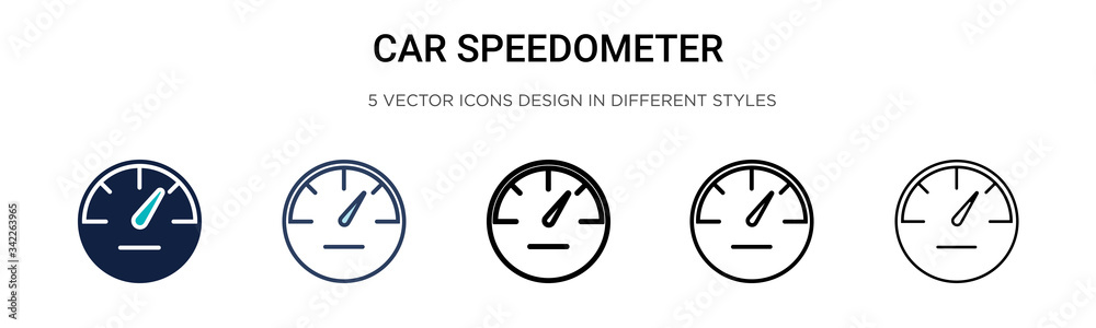 Car speedometer icon in filled, thin line, outline and stroke style ...