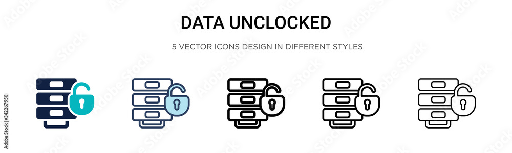 Data unclocked icon in filled, thin line, outline and stroke style ...