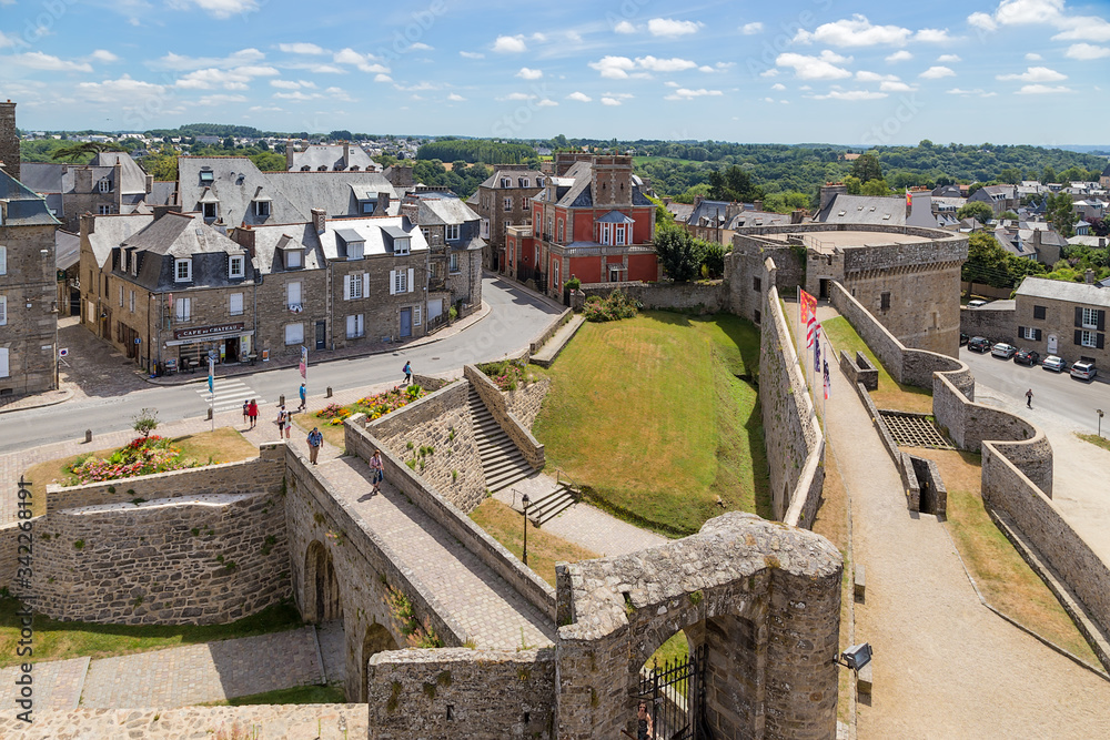 Dinan, France. Castle fortifications: fortress wall, tower (XV century ...