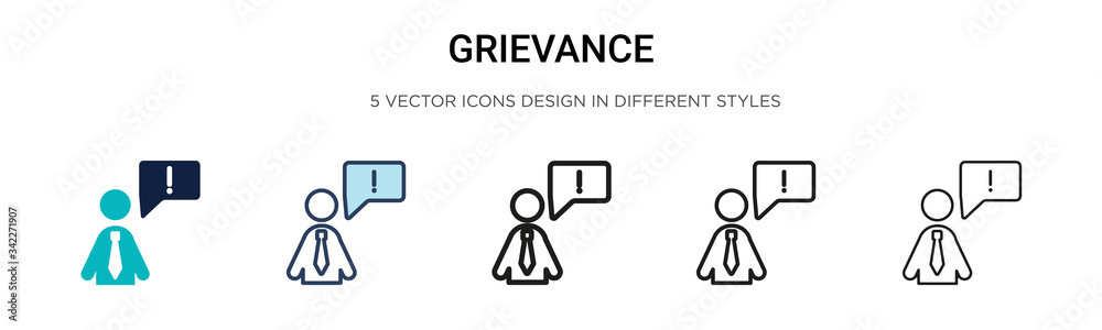 Grievance icon in filled, thin line, outline and stroke style. Vector ...