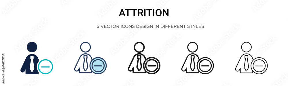 Attrition icon in filled, thin line, outline and stroke style. Vector ...