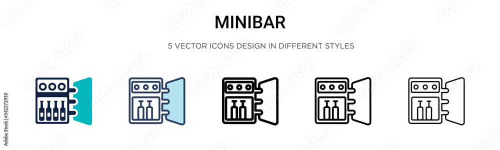 Minibar icon in filled, thin line, outline and stroke style. Vector ...